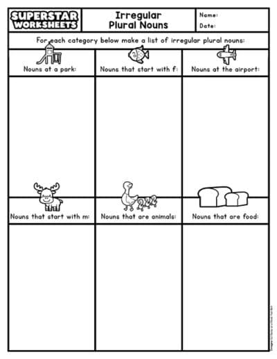 Irregular Plural Noun Worksheets - Superstar Worksheets Irregular Plural Noun Worksheets - Superstar Worksheets
