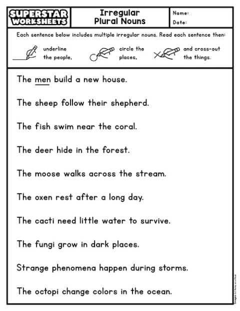 Irregular Plural Noun Worksheets - Superstar Worksheets Irregular Plural Noun Worksheets - Superstar Worksheets