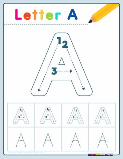 Letter A Tracing Worksheets - Superstar Worksheets