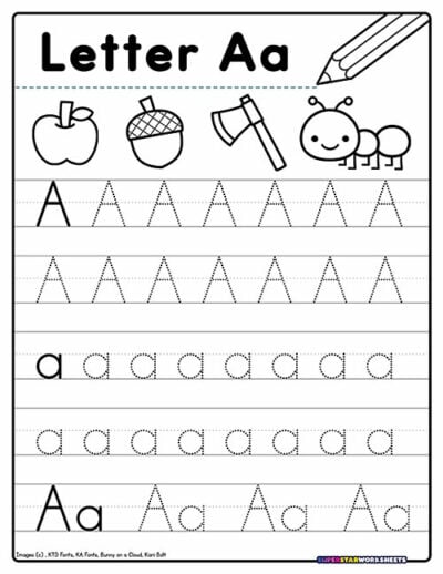 Letter A Tracing Worksheets - Superstar Worksheets
