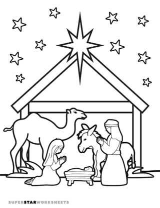 Nativity Coloring Pages (Free Printables) - Superstar Worksheets