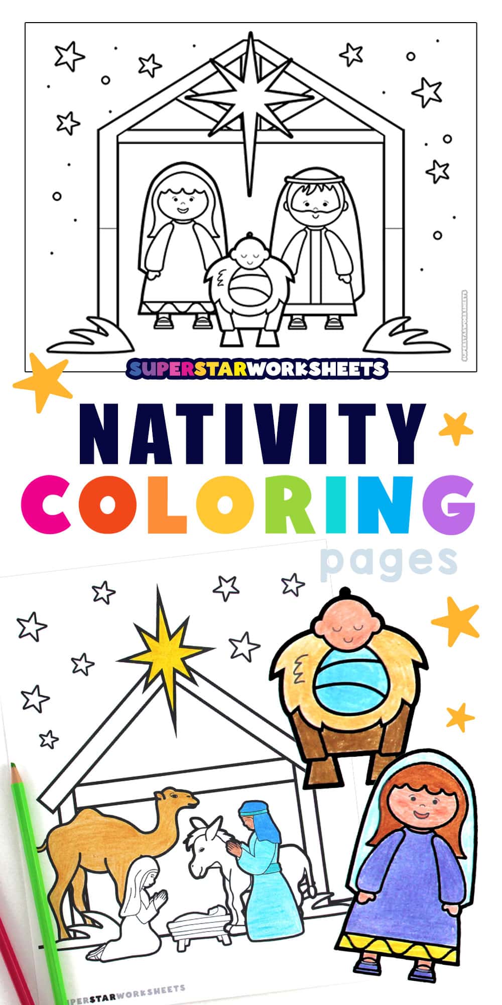 Nativity Coloring Pages (Free Printables) - Superstar Worksheets