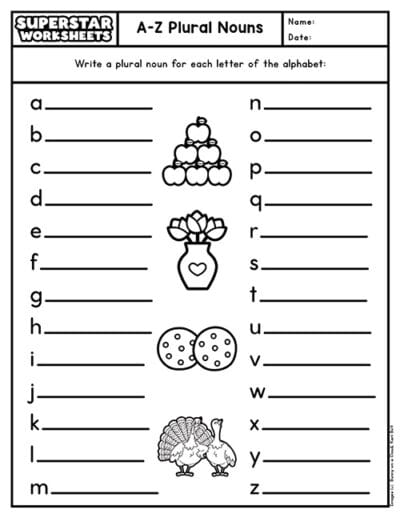 Plural Noun Worksheets - Superstar Worksheets