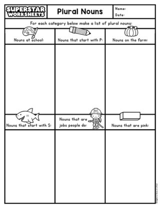 Plural Noun Worksheets - Superstar Worksheets