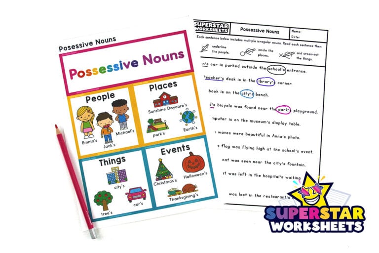 Possessive Noun Worksheets - Superstar Worksheets