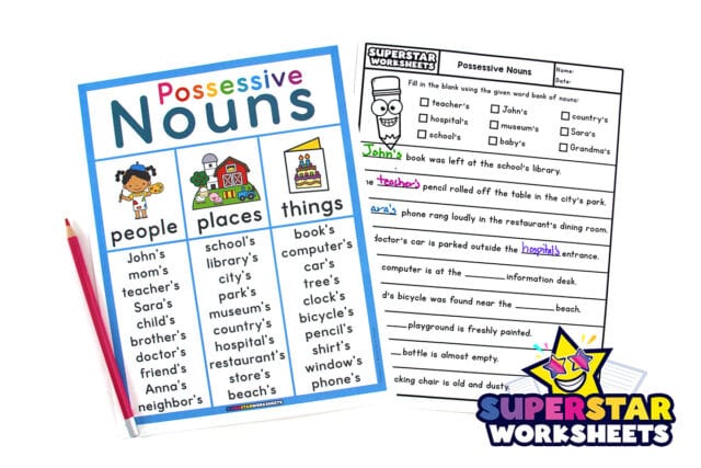 Possessive Noun Worksheets - Superstar Worksheets