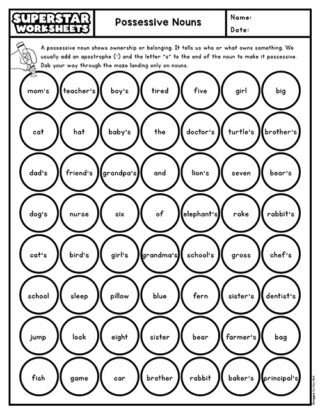 Possessive Noun Worksheets - Superstar Worksheets