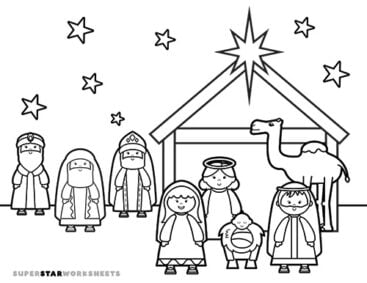 Nativity Coloring Pages (Free Printables) - Superstar Worksheets