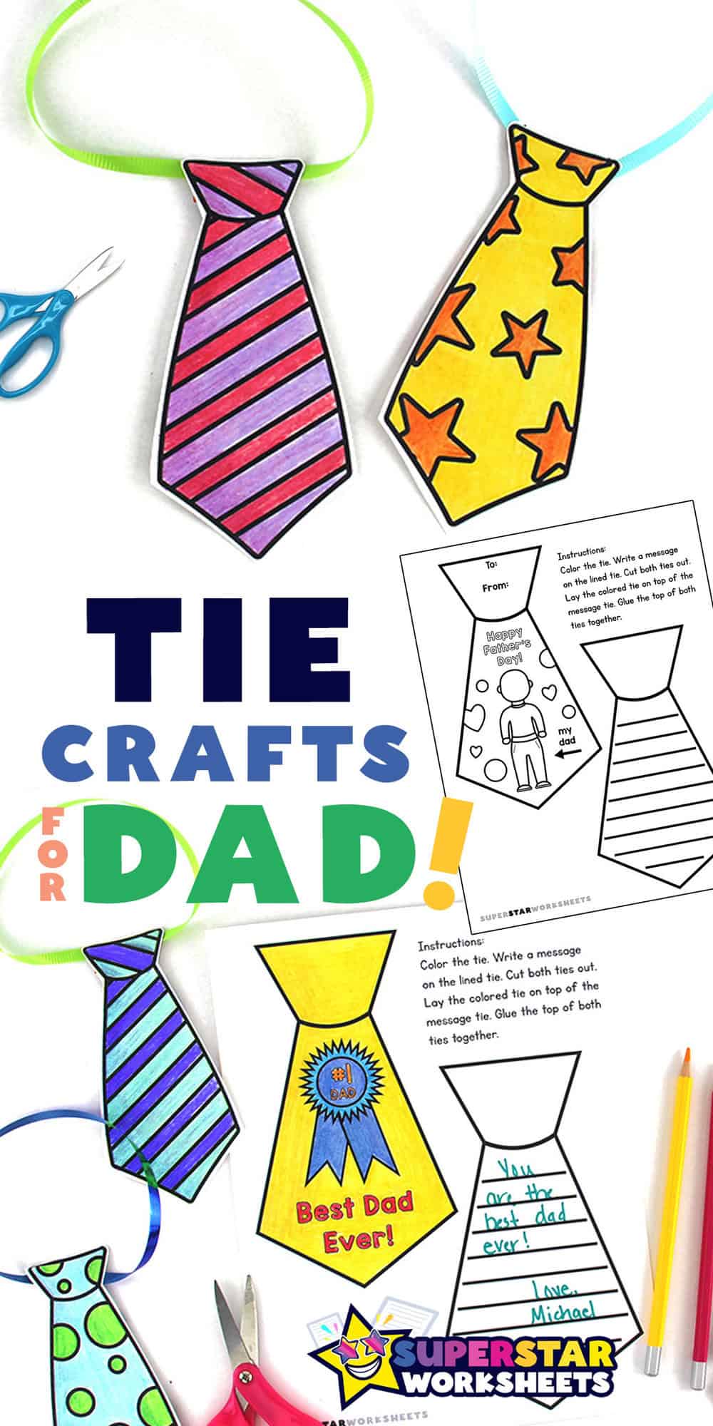 Tie Template - Superstar Worksheets