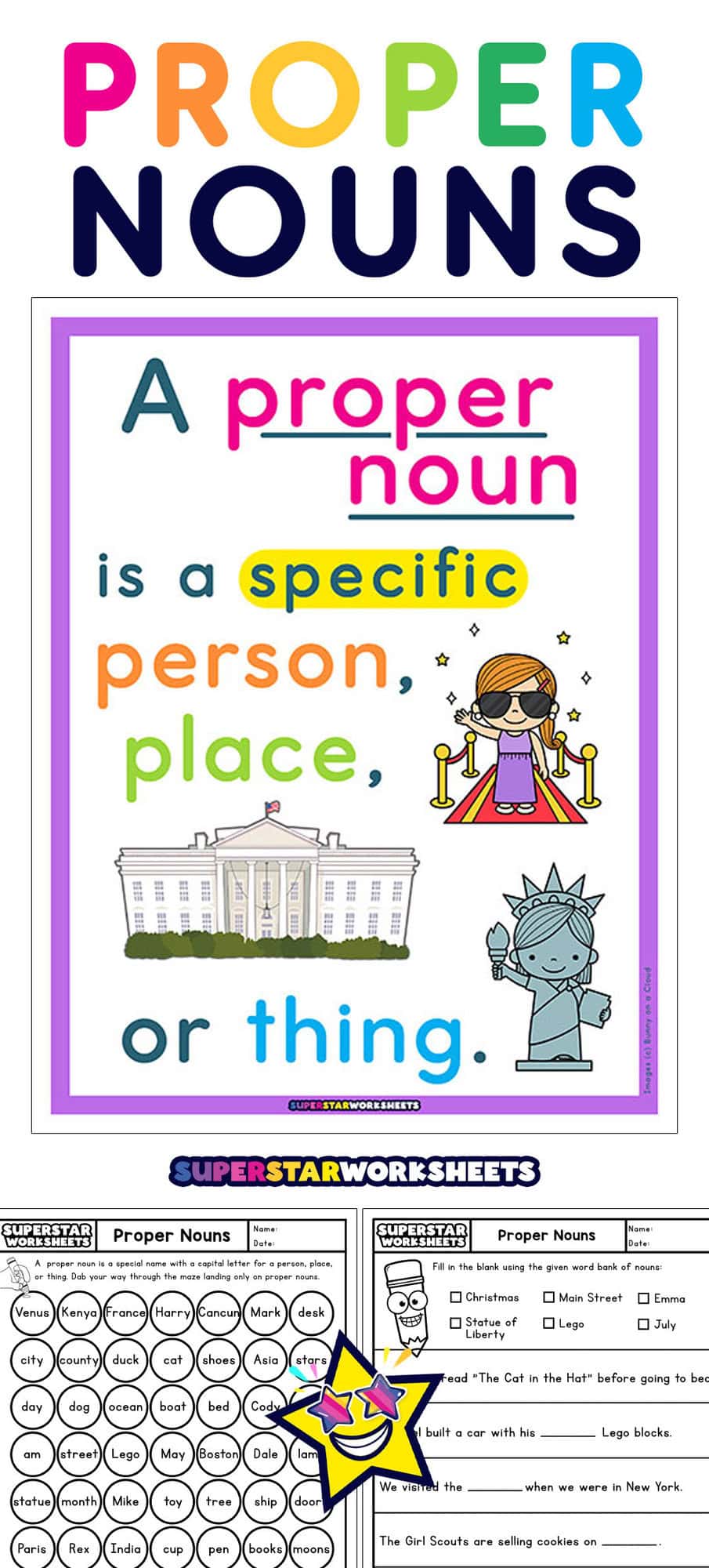 Proper Noun Worksheets - Superstar Worksheets