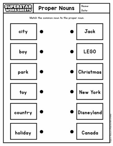 Proper Noun Worksheets - Superstar Worksheets
