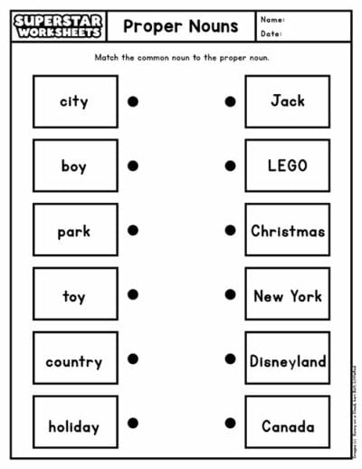 Proper Noun Worksheets - Superstar Worksheets