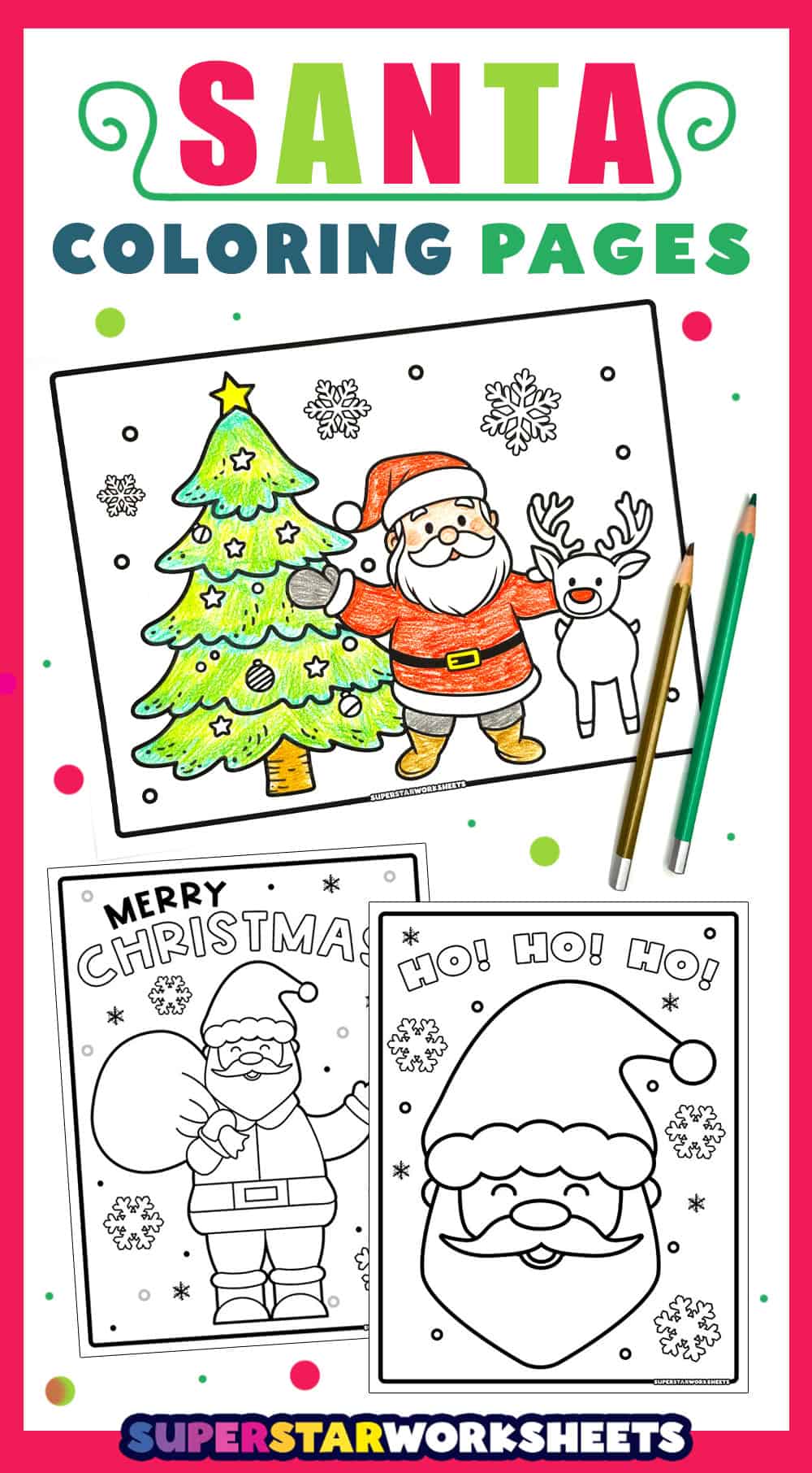 Santa Coloring Pages (Free Printables) - Superstar Worksheets