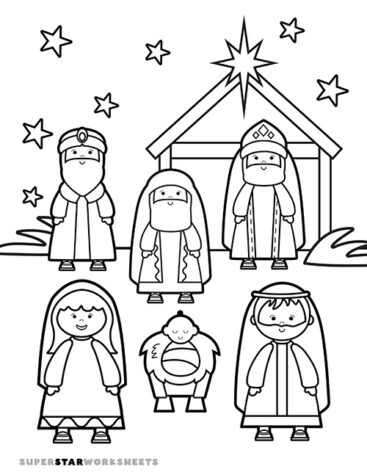 Nativity Coloring Pages (Free Printables) - Superstar Worksheets