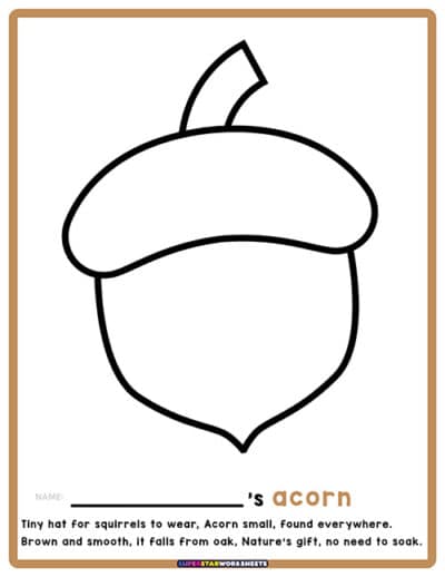 Acorn Template (Free Printables) - Superstar Worksheets