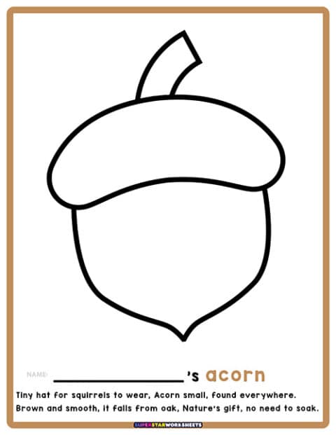 Acorn Template (Free Printables) - Superstar Worksheets