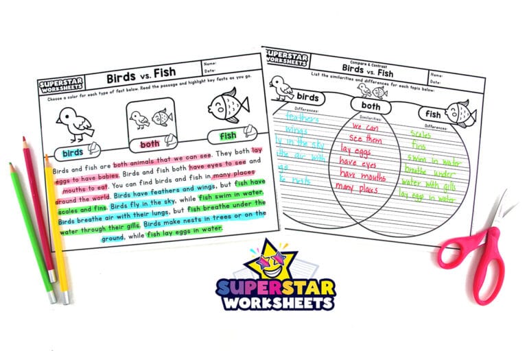 Compare and Contrast Worksheets - Superstar Worksheets