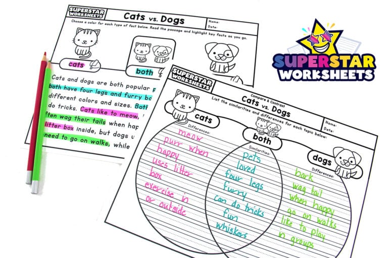 Compare and Contrast Worksheets - Superstar Worksheets