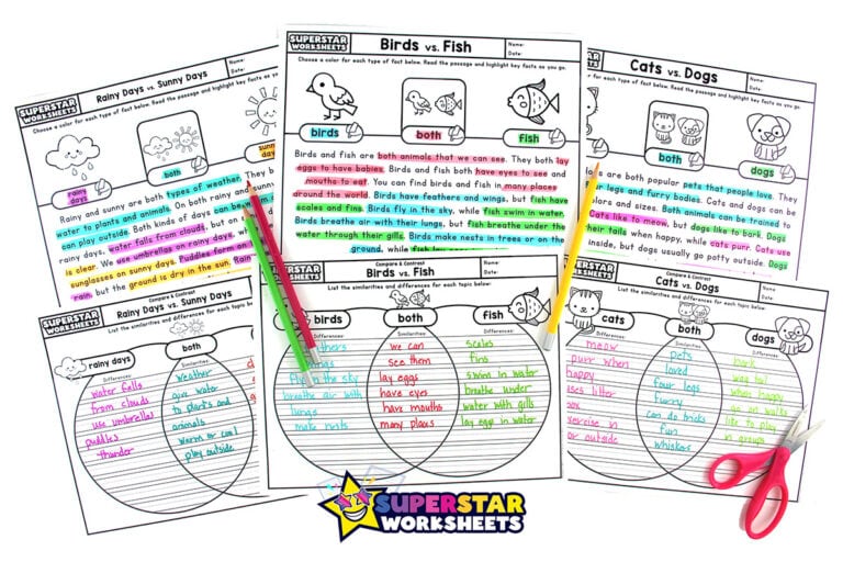 Compare and Contrast Worksheets - Superstar Worksheets