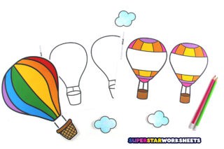 Hot Air Balloon Template (Free Printables) - Superstar Worksheets