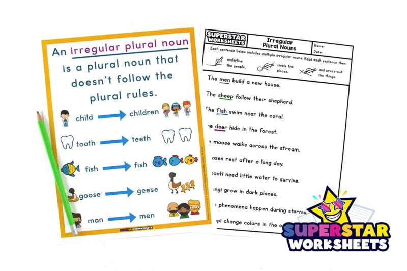 Irregular Plural Noun Worksheets - Superstar Worksheets