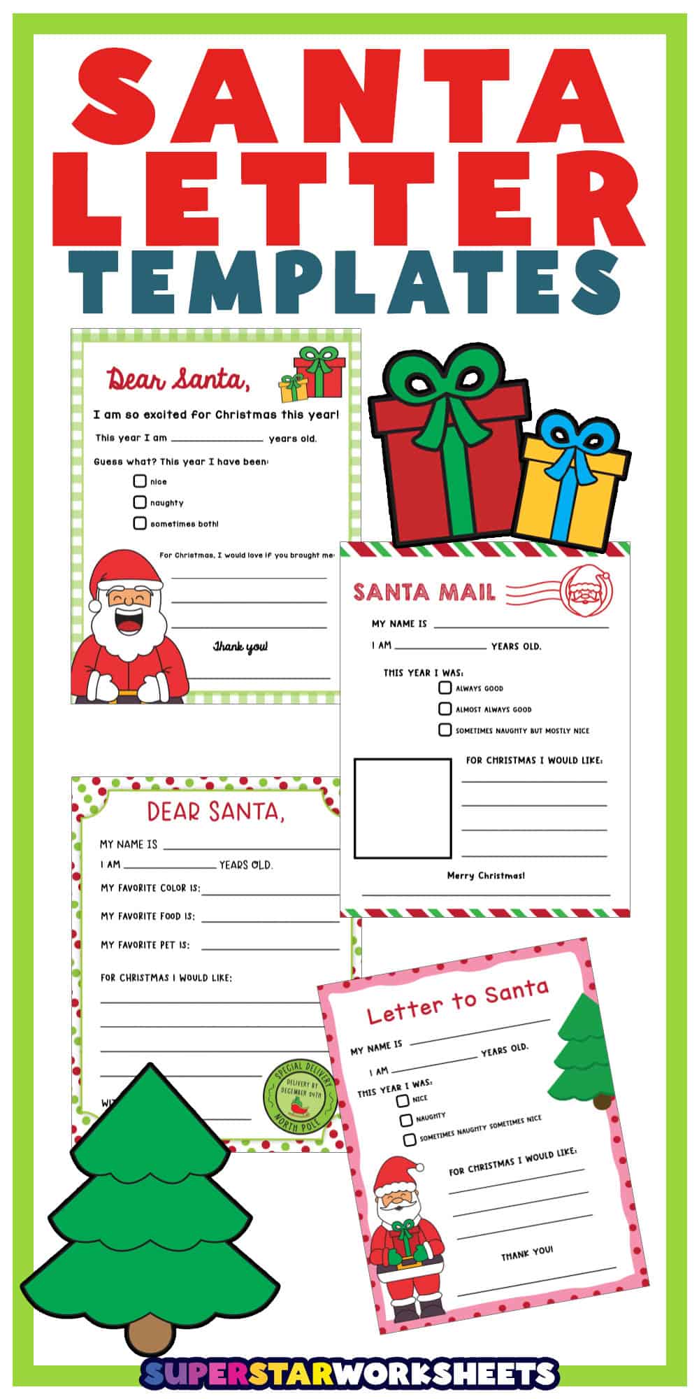 Santa Letter Templates (Free Printables) - Superstar Worksheets