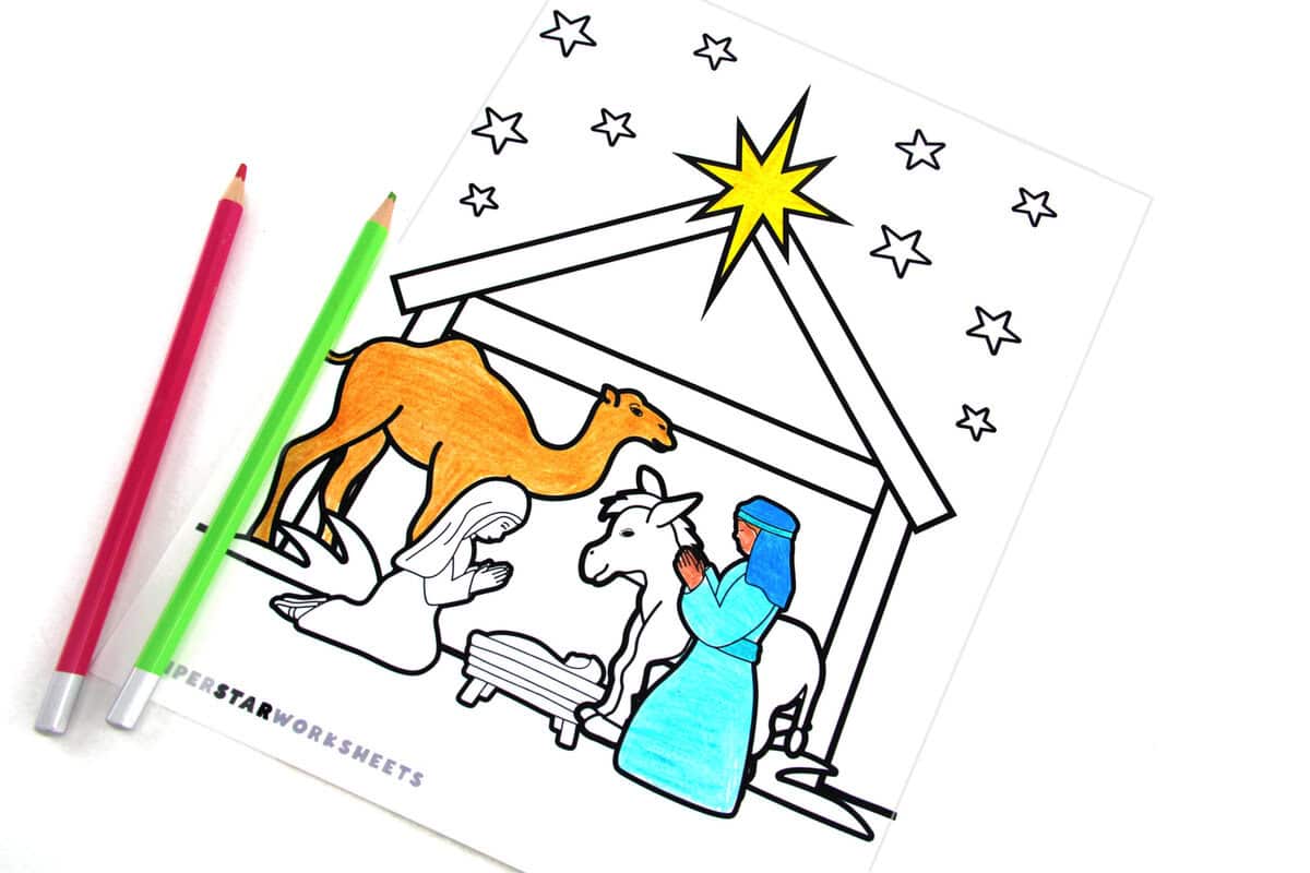 Nativity Coloring Pages (Free Printables) - Superstar Worksheets
