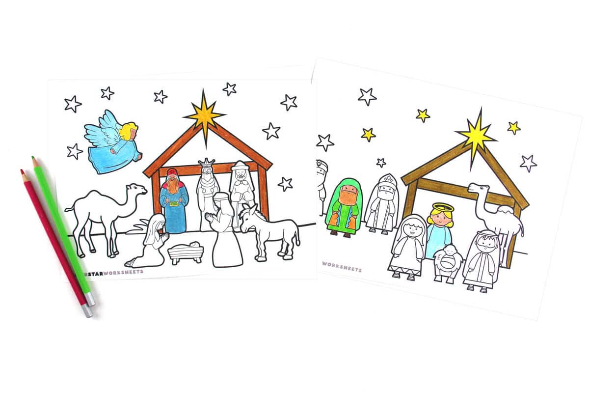 Nativity Coloring Pages (Free Printables) - Superstar Worksheets