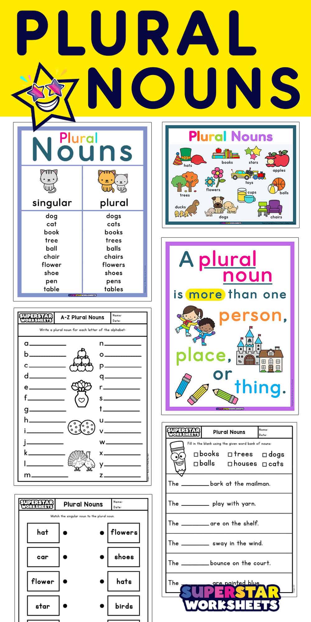 Plural Noun Worksheets - Superstar Worksheets