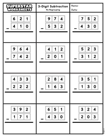 3 Digit Subtraction Worksheets - Superstar Worksheets