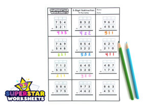 3 Digit Subtraction Worksheets - Superstar Worksheets