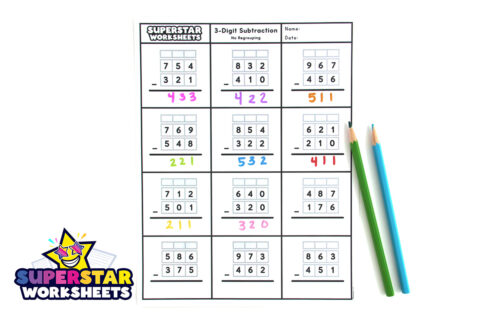3 Digit Subtraction Worksheets - Superstar Worksheets