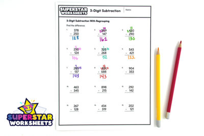 3 Digit Subtraction Worksheets - Superstar Worksheets
