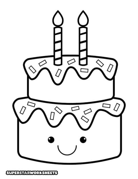 Birthday Cake Coloring Pages (Free Printables) - Superstar Worksheets