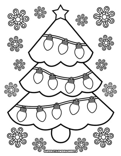 Christmas Lights Coloring Pages (Free Printables) - Superstar Worksheets