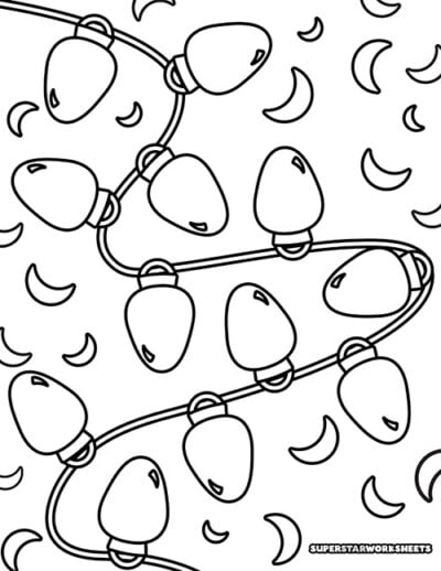 Christmas Lights Coloring Pages (Free Printables) - Superstar Worksheets