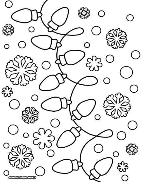Christmas Lights Coloring Pages (Free Printables) - Superstar Worksheets