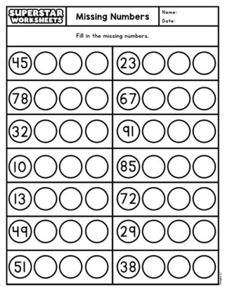 Missing Number Worksheets - Superstar Worksheets