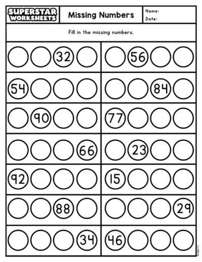 Missing Number Worksheets - Superstar Worksheets