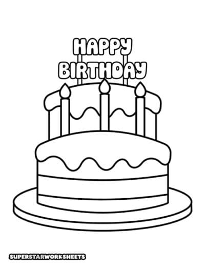 Birthday Cake Coloring Pages (Free Printables) - Superstar Worksheets