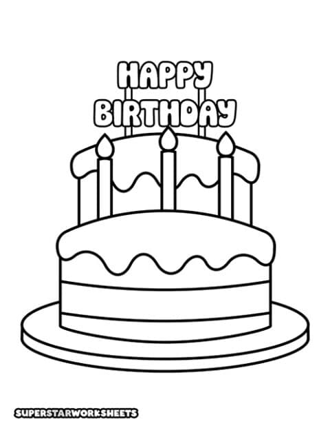 Birthday Cake Coloring Pages (Free Printables) - Superstar Worksheets