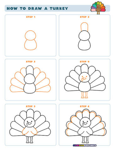 How to Draw a Turkey - Superstar Worksheets
