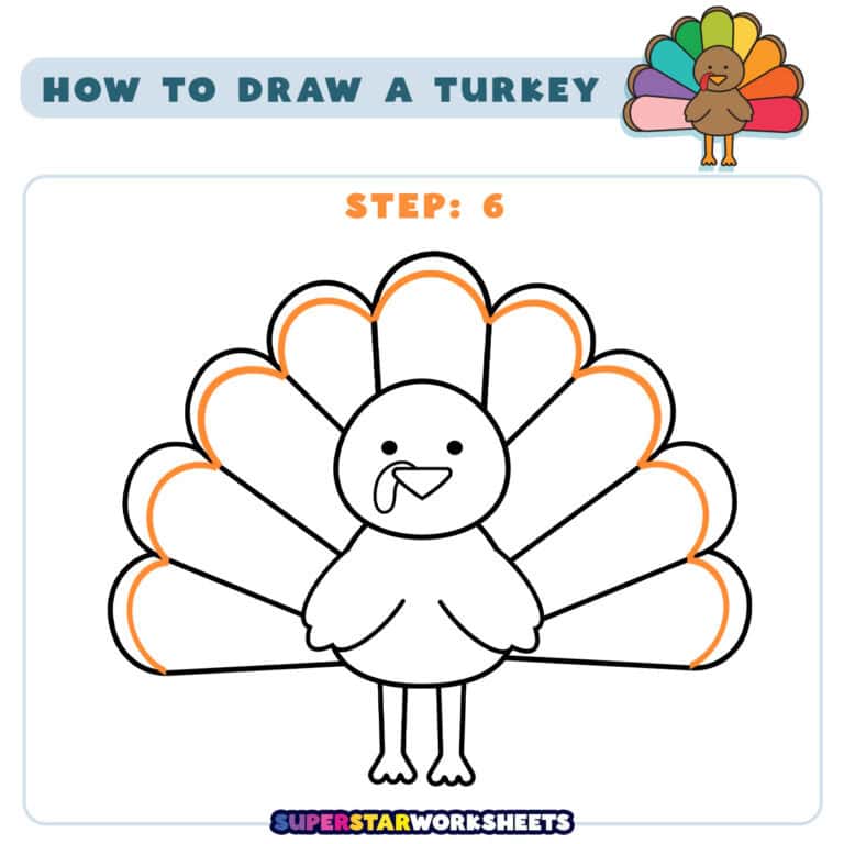 How to Draw a Turkey - Superstar Worksheets