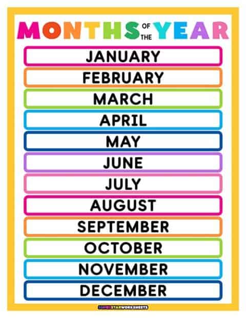 Months of the Year - Superstar Worksheets