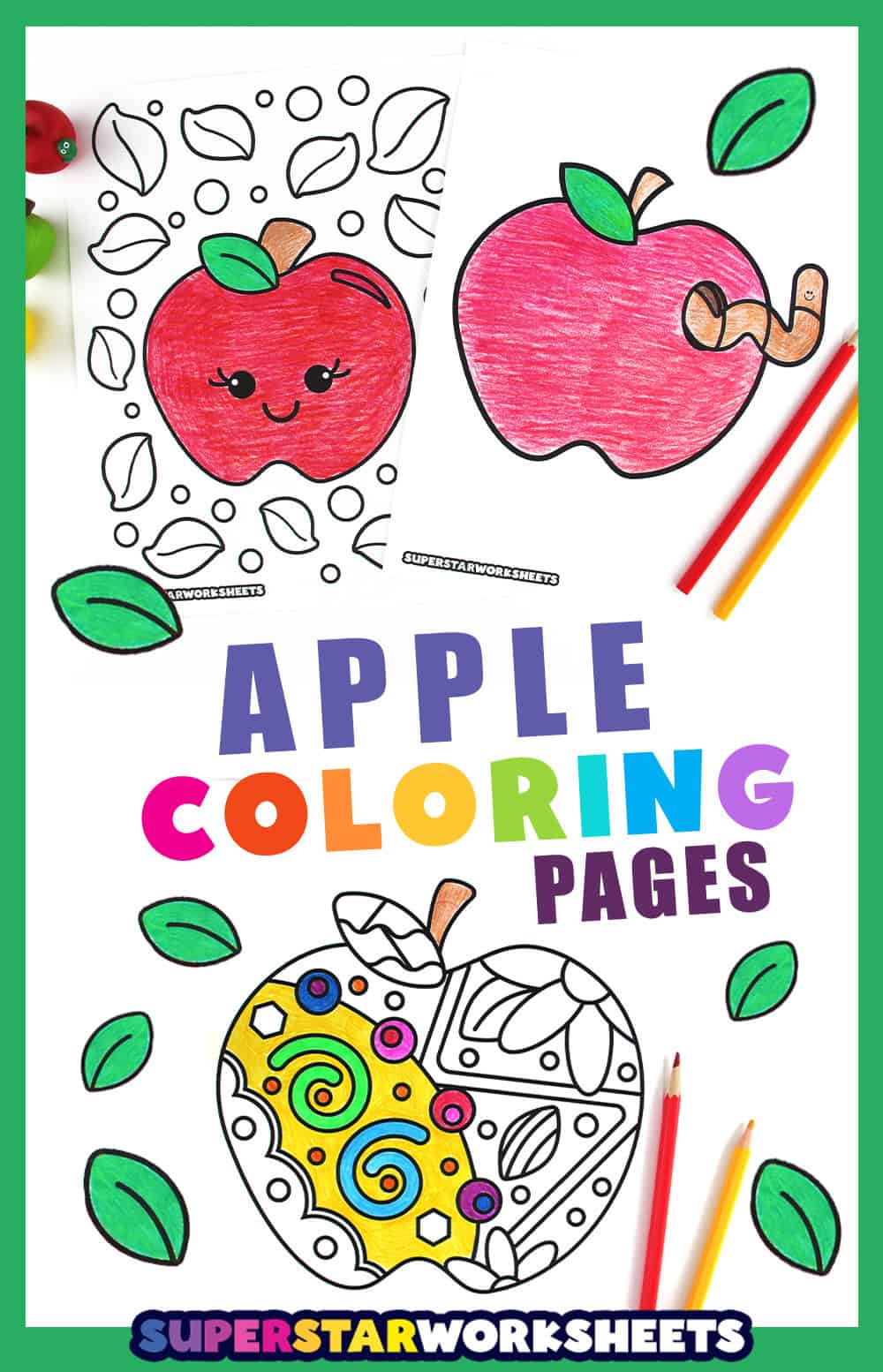 Apple Coloring Pages (Free Printables) - Superstar Worksheets