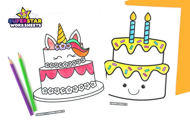 Birthday Cake Coloring Pages (Free Printables) - Superstar Worksheets