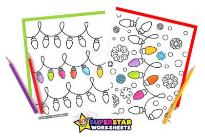 Christmas Lights Coloring Pages (Free Printables) - Superstar Worksheets