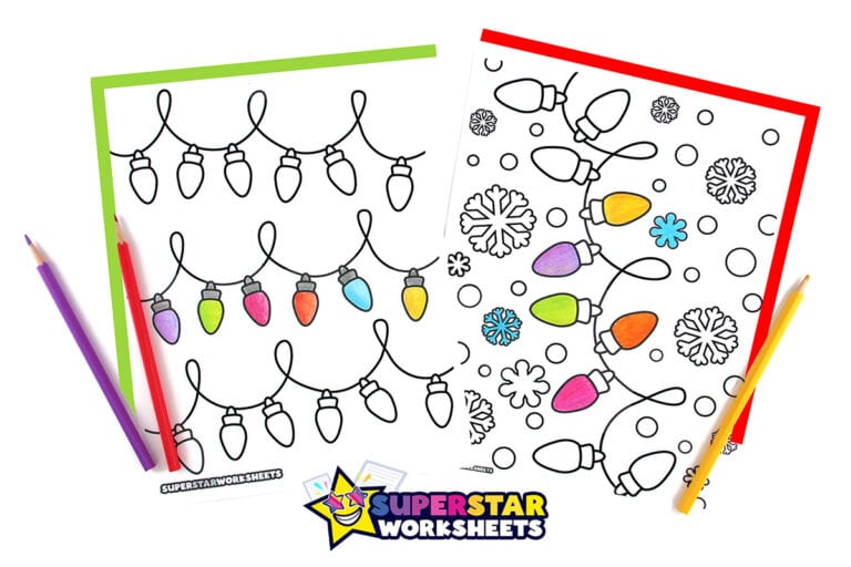 Christmas Lights Coloring Pages (Free Printables) - Superstar Worksheets