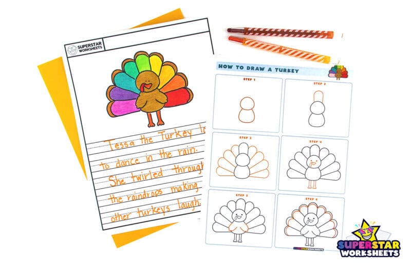 How to Draw a Turkey - Superstar Worksheets