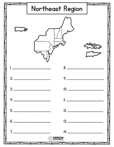 USA Map Worksheets - Superstar Worksheets